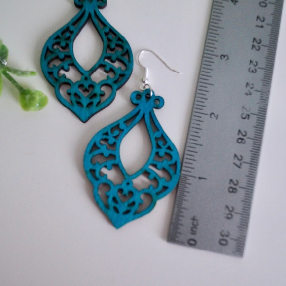 Teresa Mercer Made | Jewelry | Nwt Laser Cut Wooden Turquoise Earrings ...